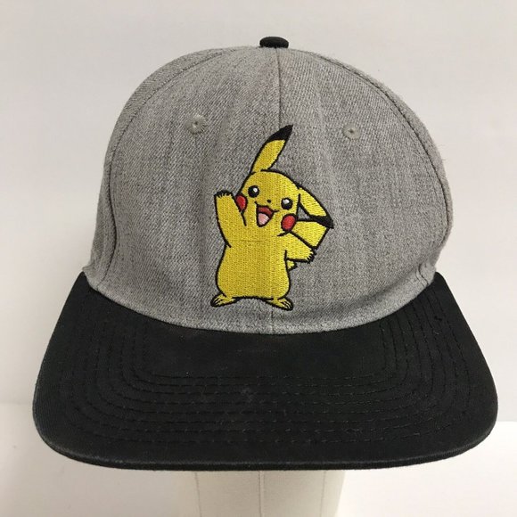 Pokemon | Accessories | Pokemon Pikachu Gray Black Snapback Distressed ...